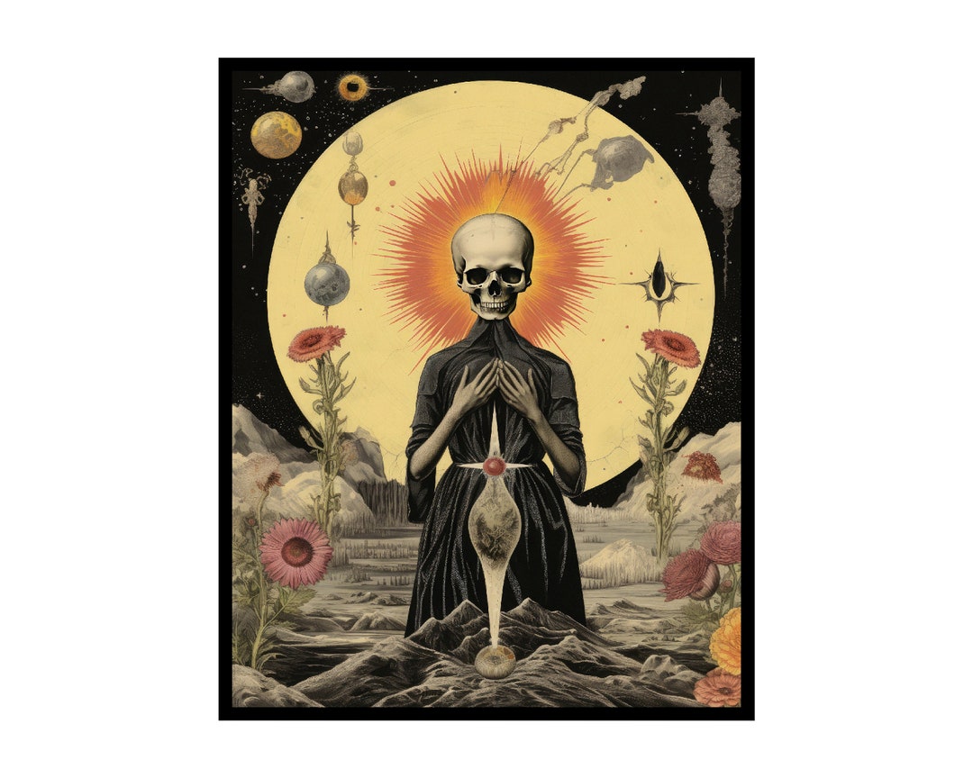 Skeleton Poster Trippy Skeleton Print Psychedelic Art Halloween Art ...
