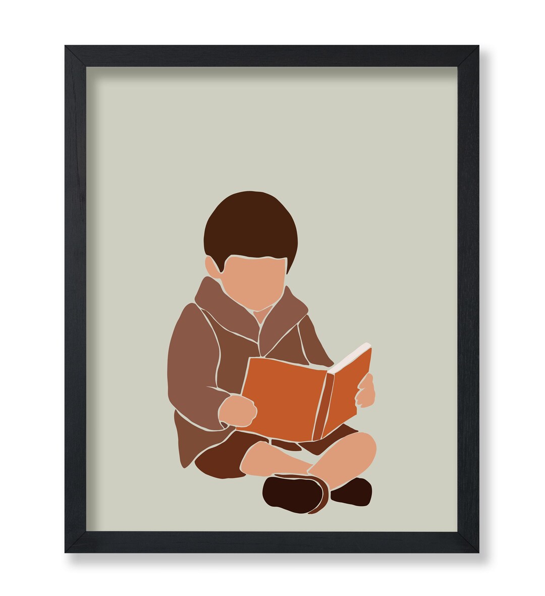 Little Boy Poster - Retro Reading Book Print - Child Fashion Art ...