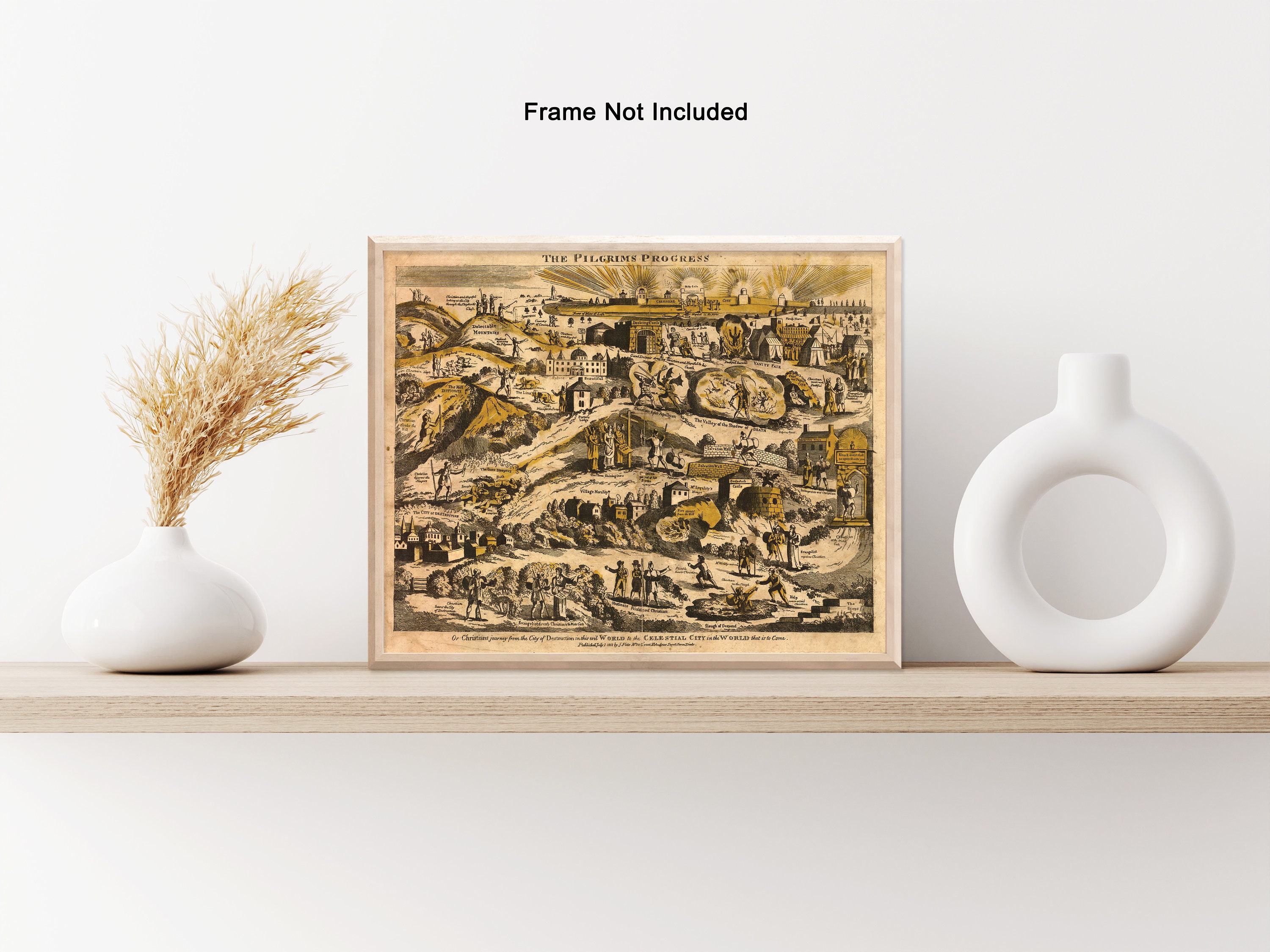 Vintage Pilgrim's Progress Poster History Print Celestial City Art ...