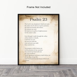 Psalm 23 Poster Bible Verse Art Scriptural Motivation Religious Gift ...