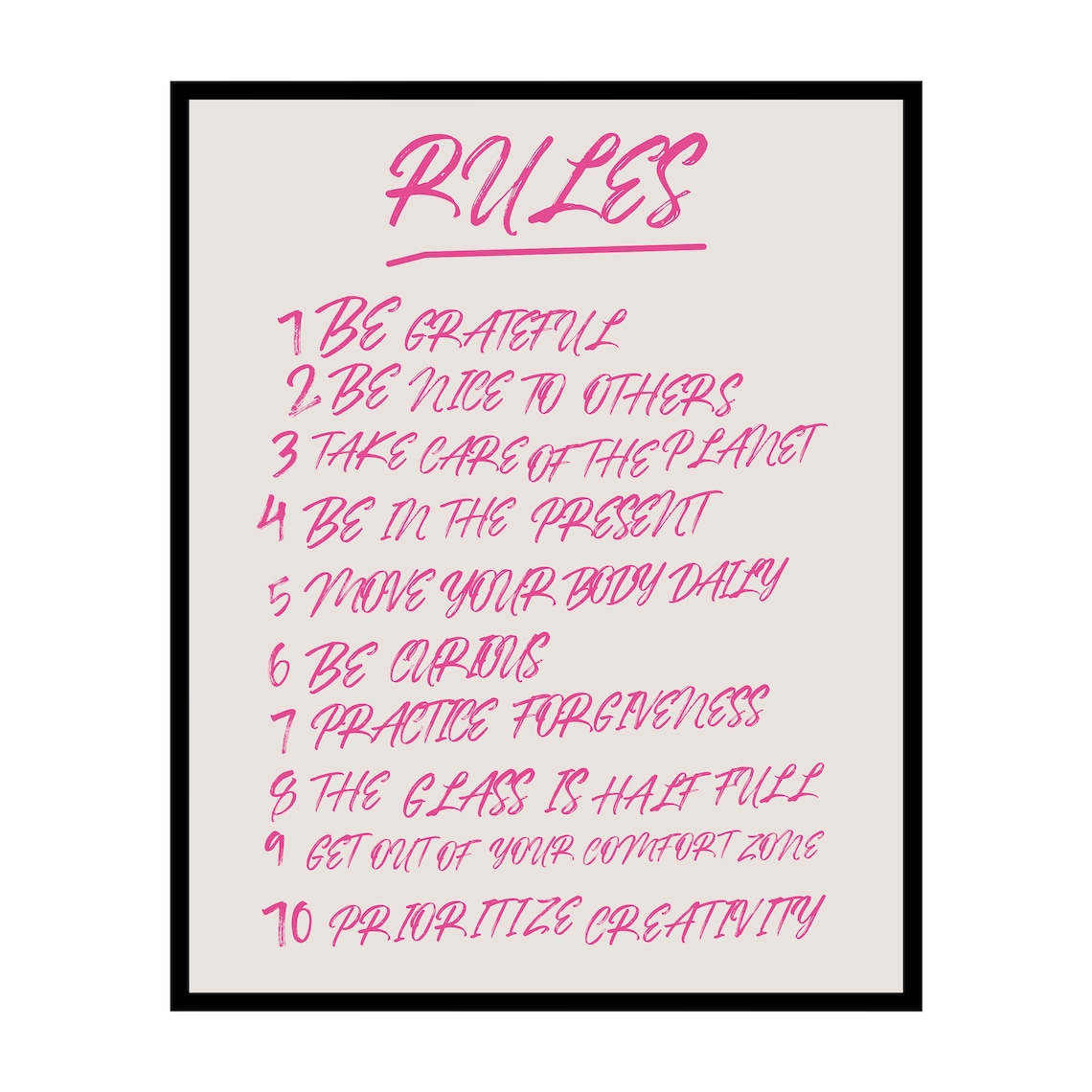 Rules Poster Pink Typography Print Preppy Pop Art Trendy Art Aesthetic ...