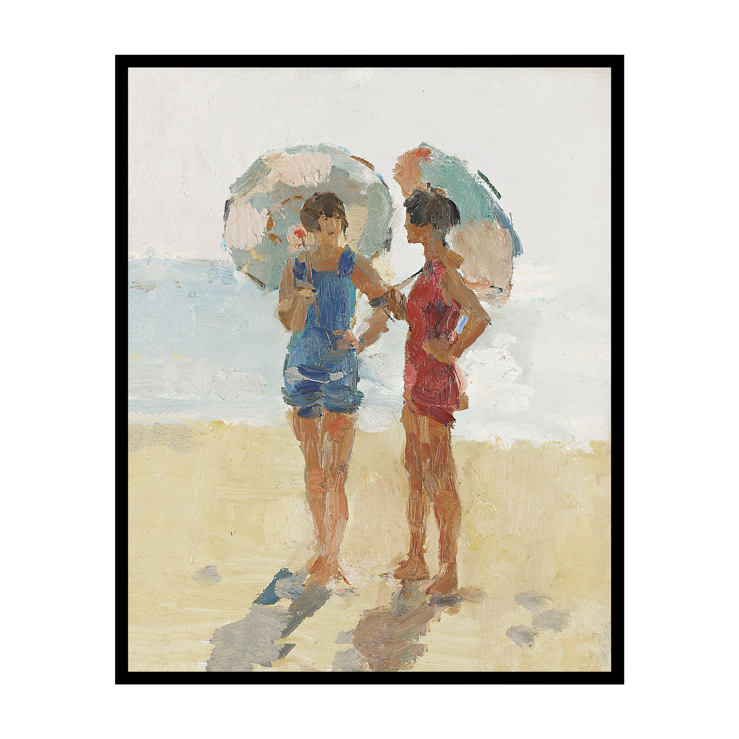 Vintage Ladies on the Beach Poster Retro Seaside Print Beach Art ...