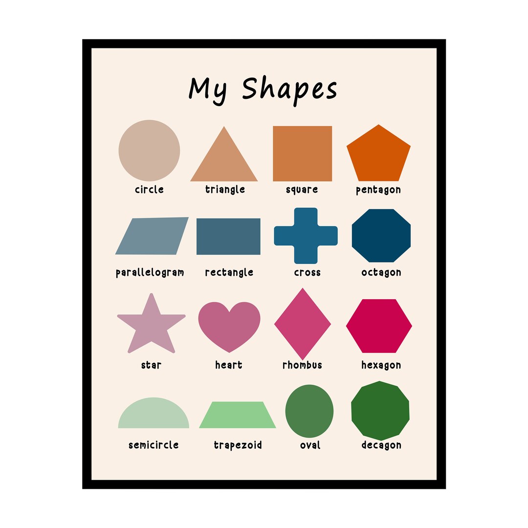 My Shapes Poster Basic Shapes Chart Print Learning Materials Art Chic ...