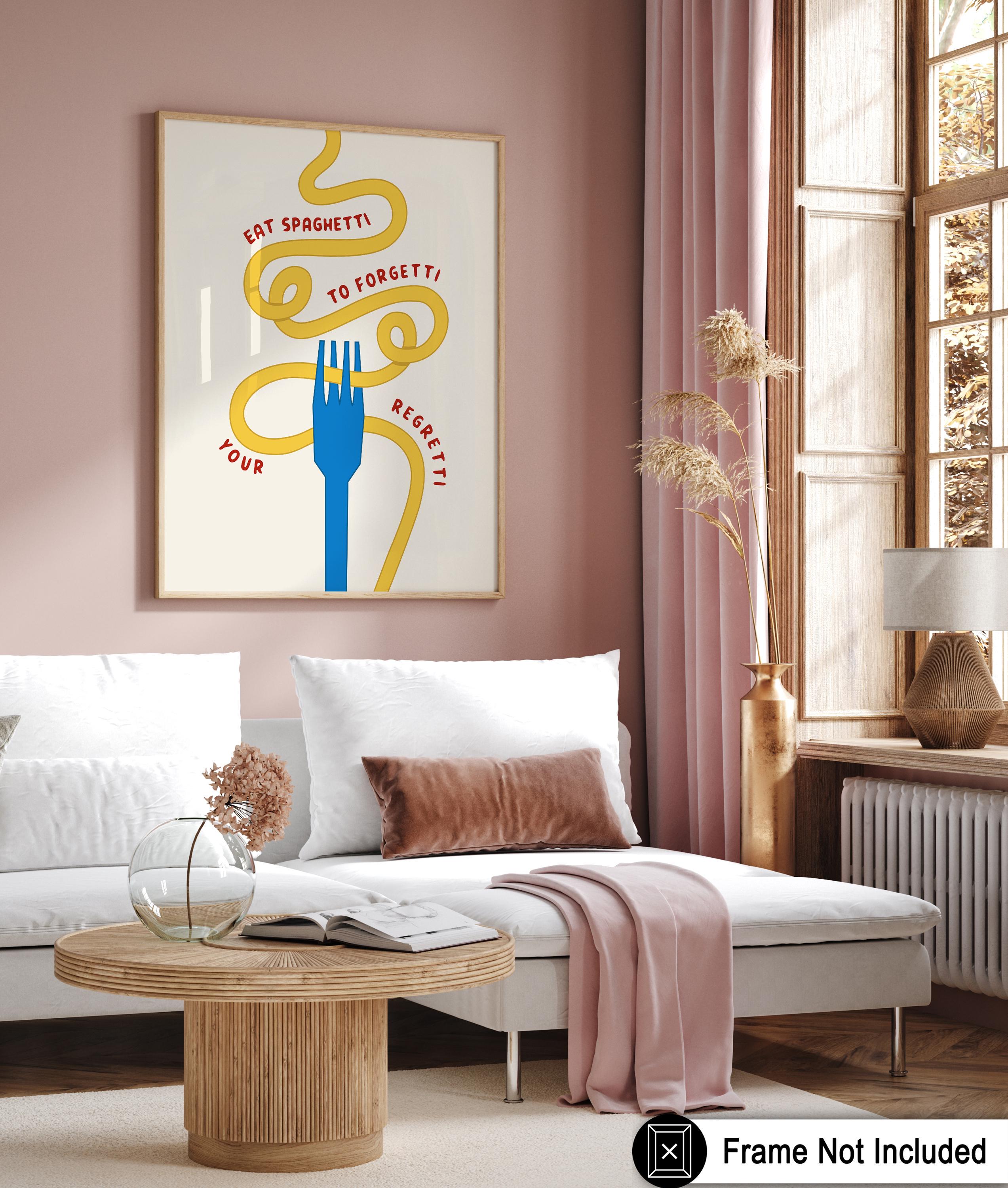 Spaghetti Poster - Eat Spaghetti to Forgetti Your Regretti Print - Food ...