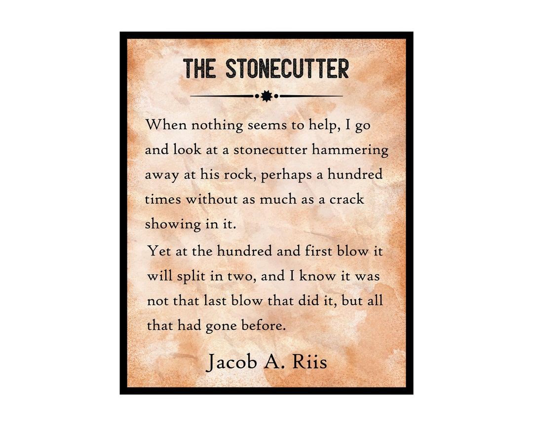 The Stonecutter Poster When Nothing Seems to Help Print Motivational ...