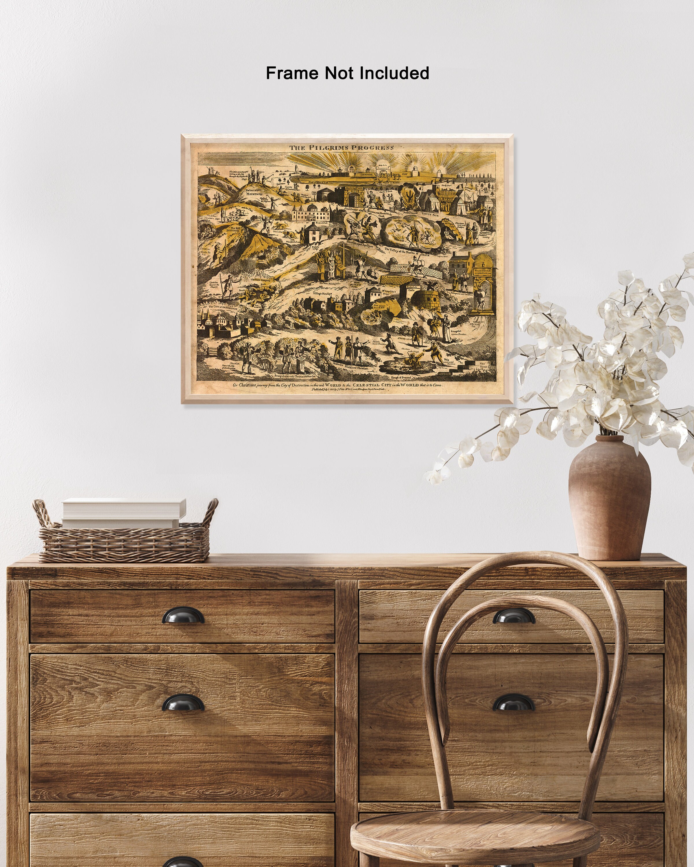 Vintage Pilgrim's Progress Poster History Print Celestial City Art ...