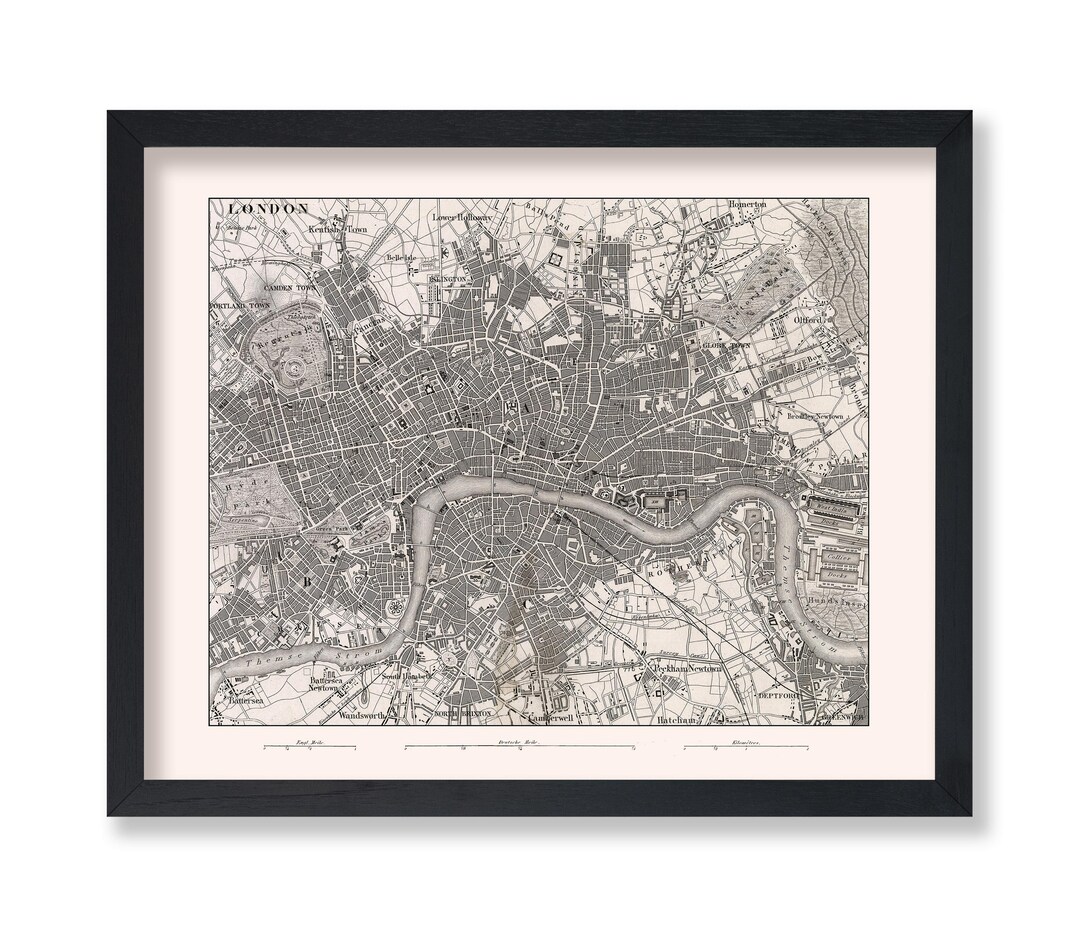 Vintage Aerial London Map Poster - Retro Map of London Print - England ...