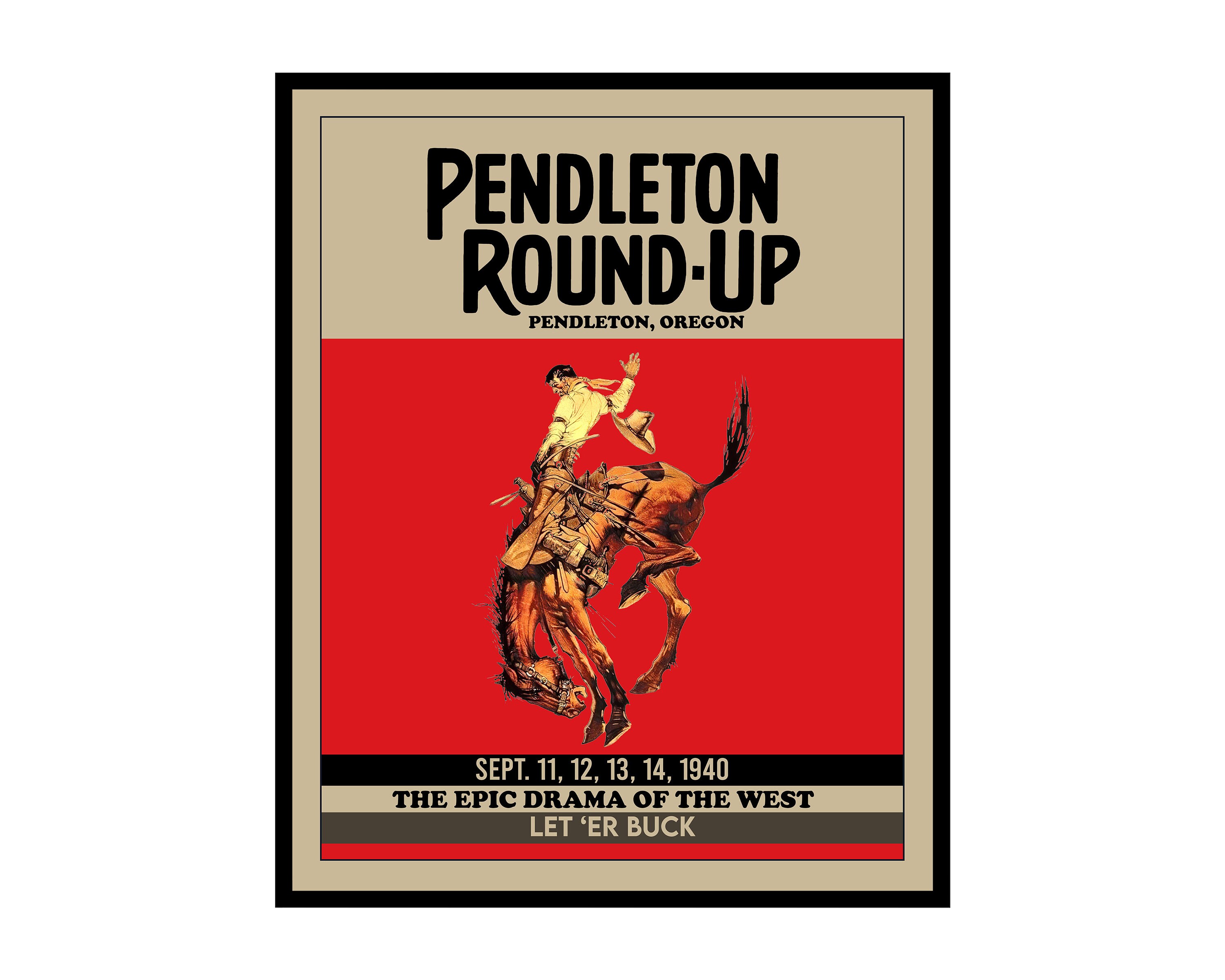 Vintage Pendleton Rodeo Poster Retro Pendleton Round-up Print Oregon ...