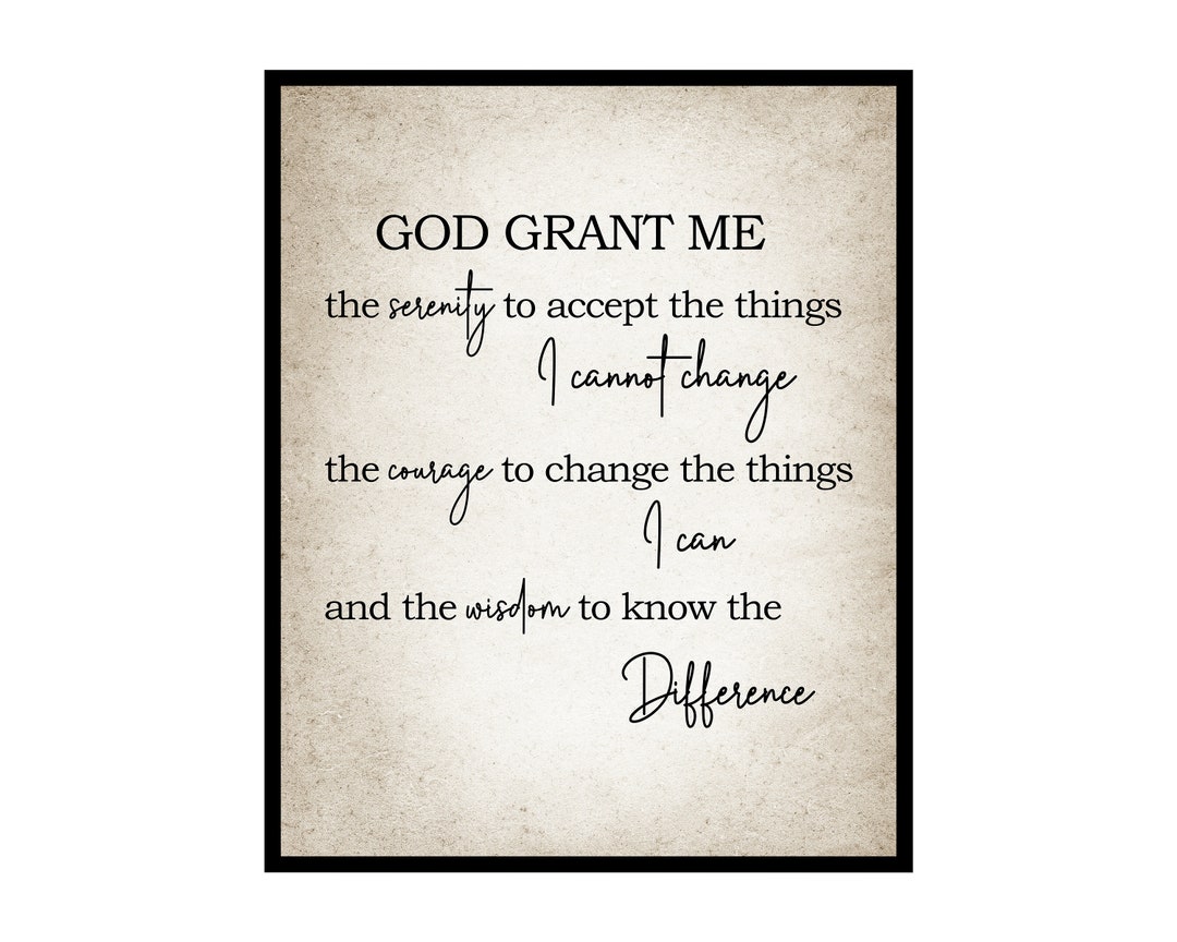 God Grant Me Serenity Prayer Poster Motivational Wall Art UNFRAMED ...