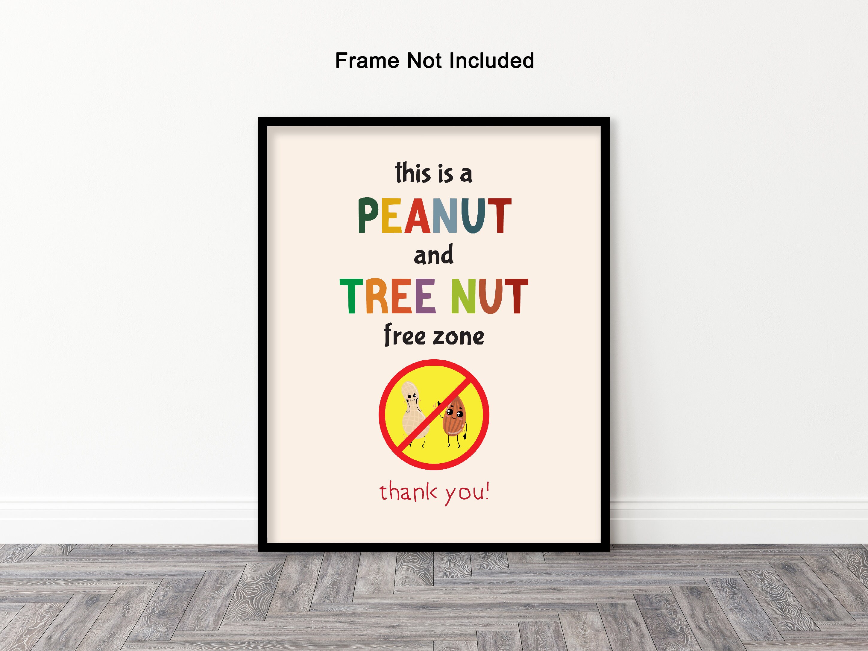 Peanut and Tree Nut Free Zone Poster Food Allergy Awareness Print ...