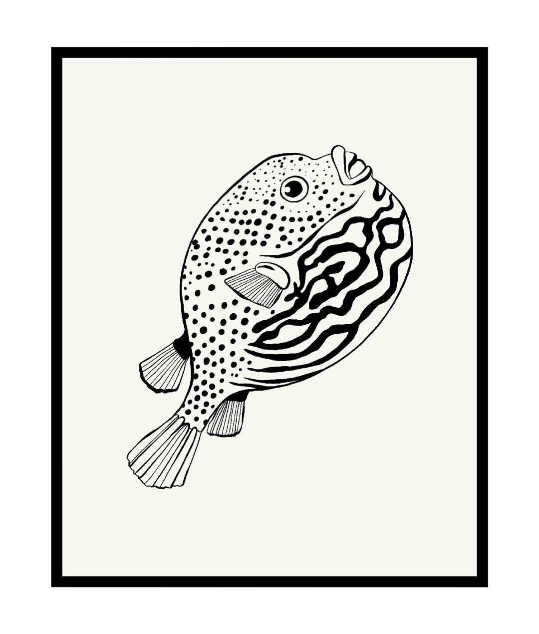 Pufferfish Poster Retro Aquatic Print Marine Life Art Trendy Art Modern ...