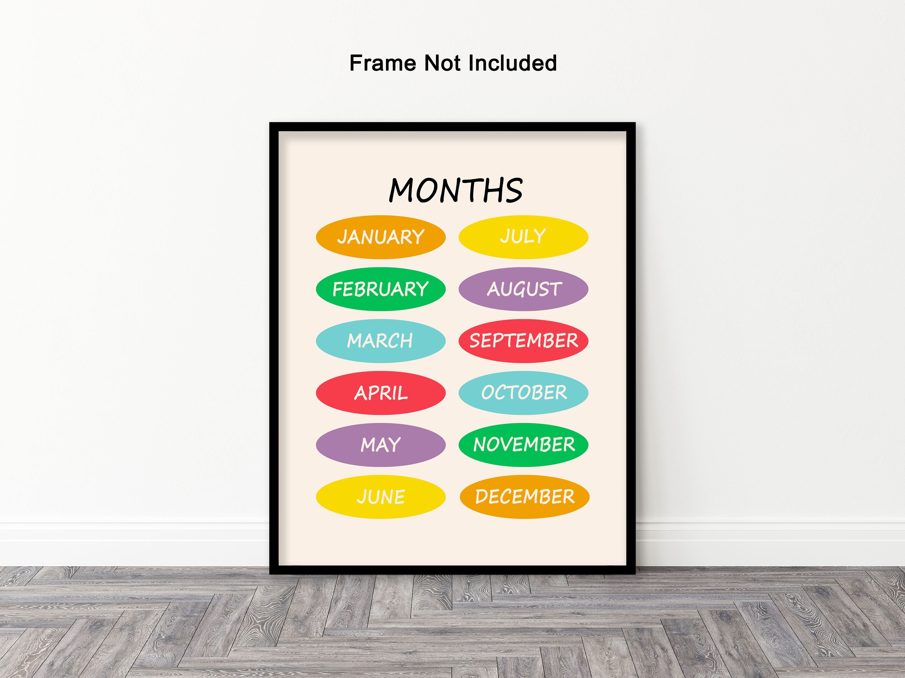 Months Poster Months of the Year Print Learning Materials Art Gift for ...
