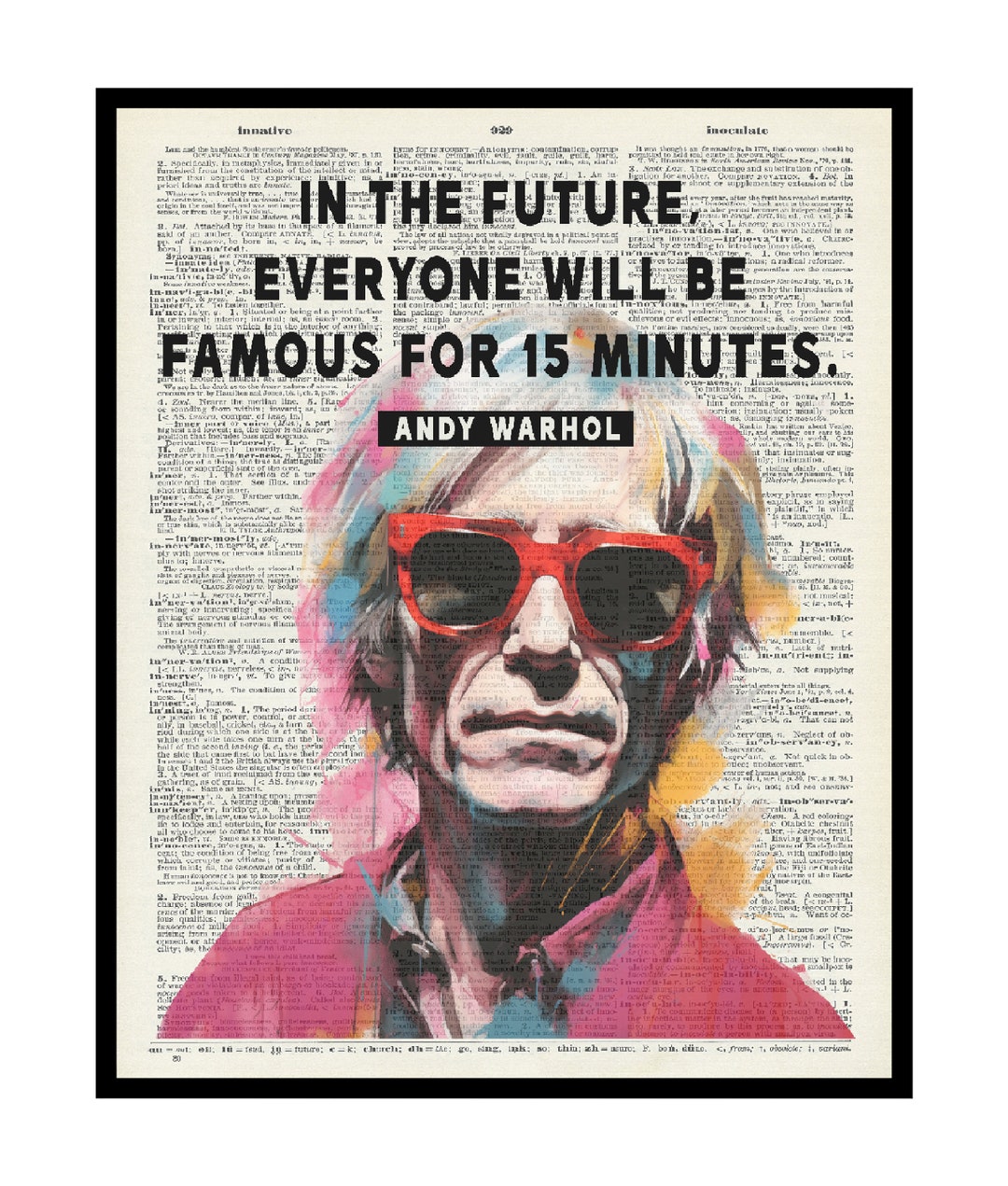 15 Minutes of Fame Poster Andy Warhol Print Motivational Quotes Art ...