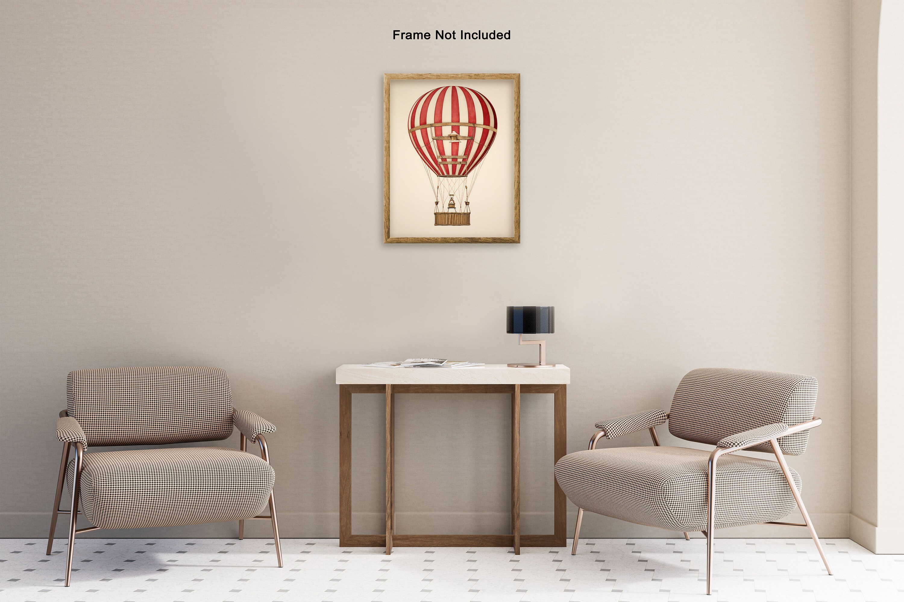 Vintage Hot Air Balloon Poster Retro Striped Air Balloon Print Airship ...