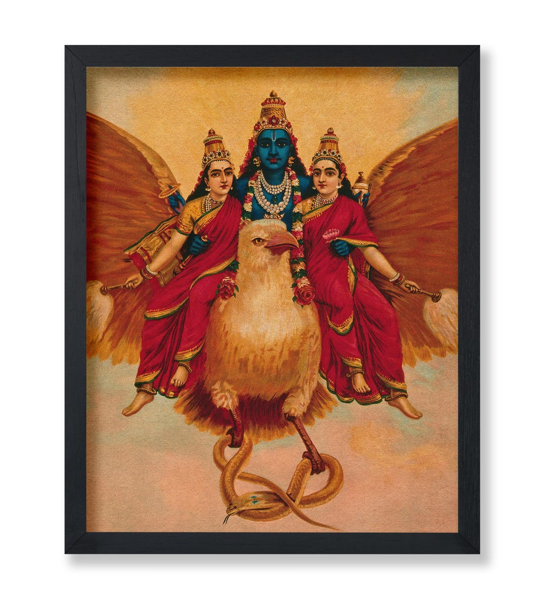 Vintage Vishnu Poster - Retro Garuda Bird Print - Hinduism Wall Art ...