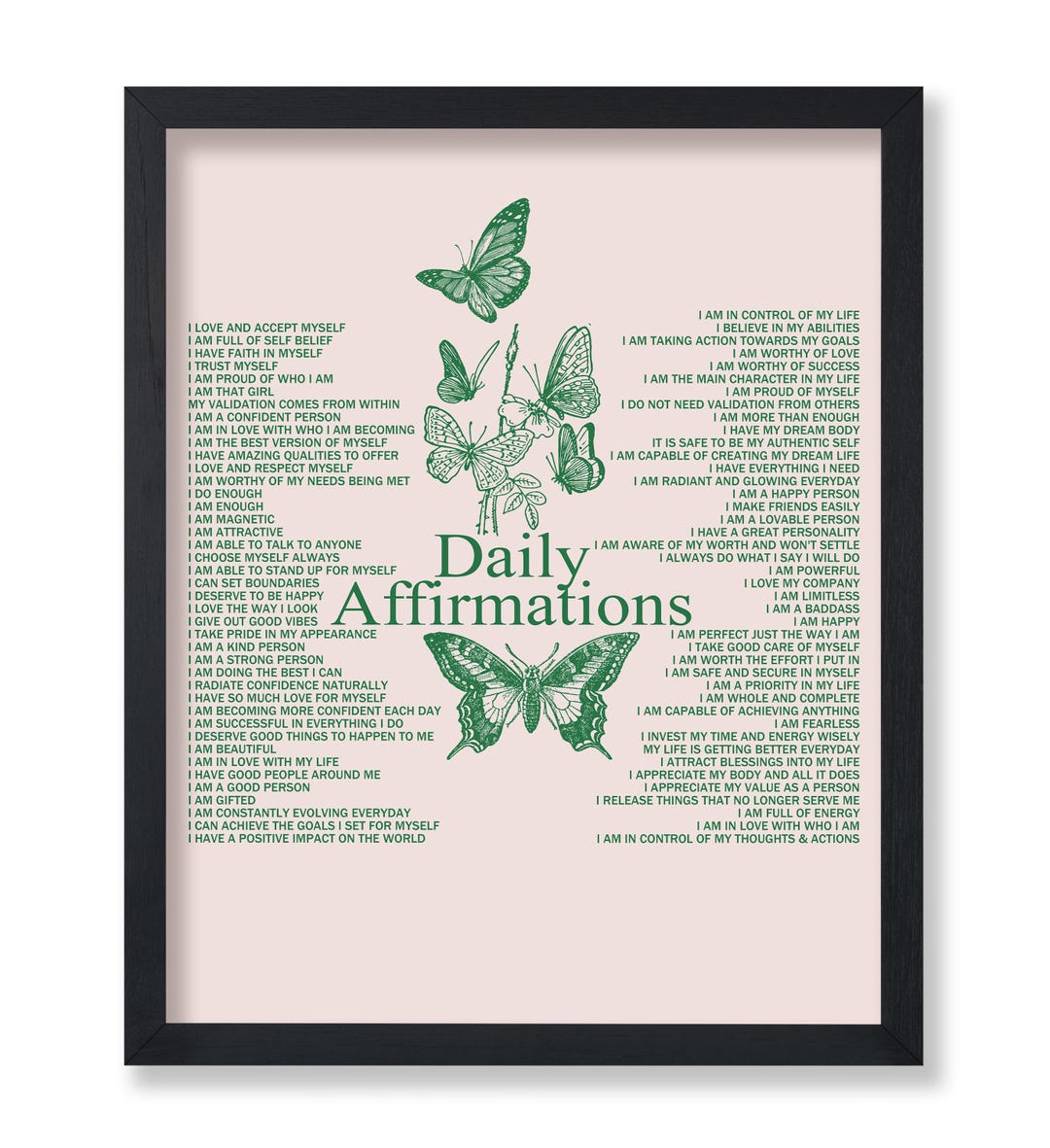 Daily Affirmations Butterfly Poster - Inspirational Wall Art Print for ...