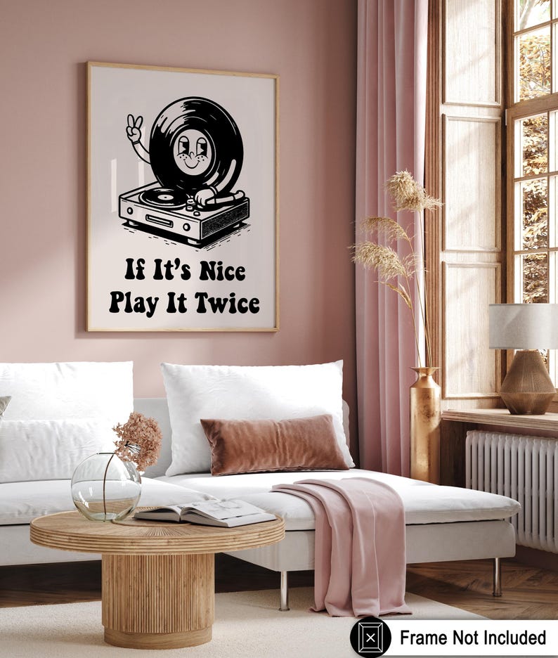 If It's Nice Play It Twice Poster Retro Record Player Print Turntable ...