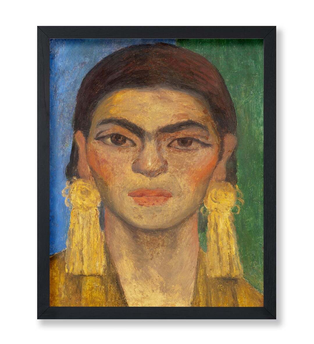 Vintage Frida Poster - Retro Portrait of Frida Print - Mexican Painter ...