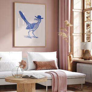 Blue Cowboy Roadrunner Poster - Retro Cowboy Print - Wild West Art ...