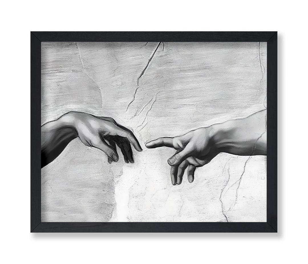 Vintage Michelangelo Creation of Adam Poster - Retro Christian Wall Art ...