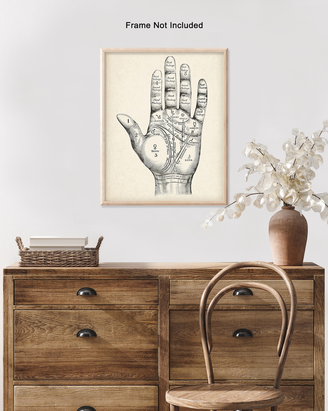 Vintage Palm Reading Chart, Unframed Art Print Poster, Vintage ...