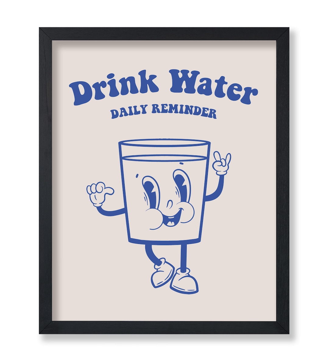 Drink Water Poster - Retro Daily Reminder Print - Health Art - Funky ...