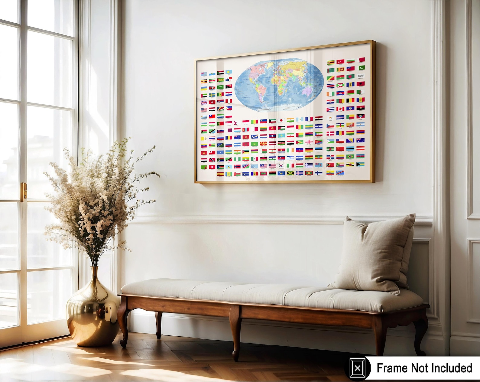 Flags of the World Poster - World Map Print - Learning Materials Art ...
