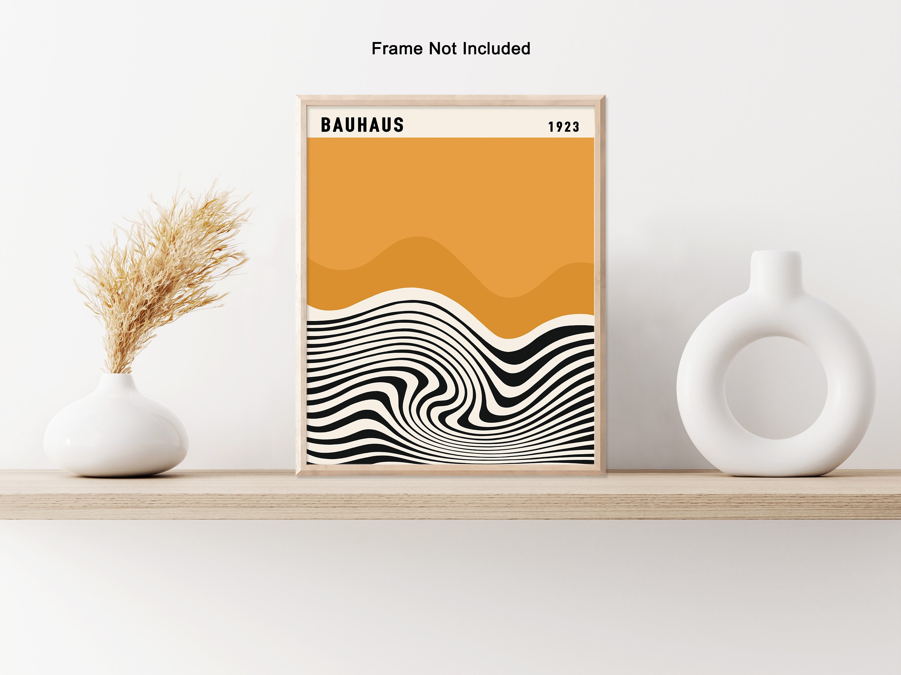 Vintage Minimalist Poster Retro Modern Print Wavy Lines, Zebra Stripes ...