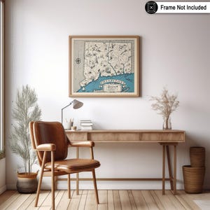 Vintage Map Poster - Retro Connecticut Map Print - Connecticut State ...