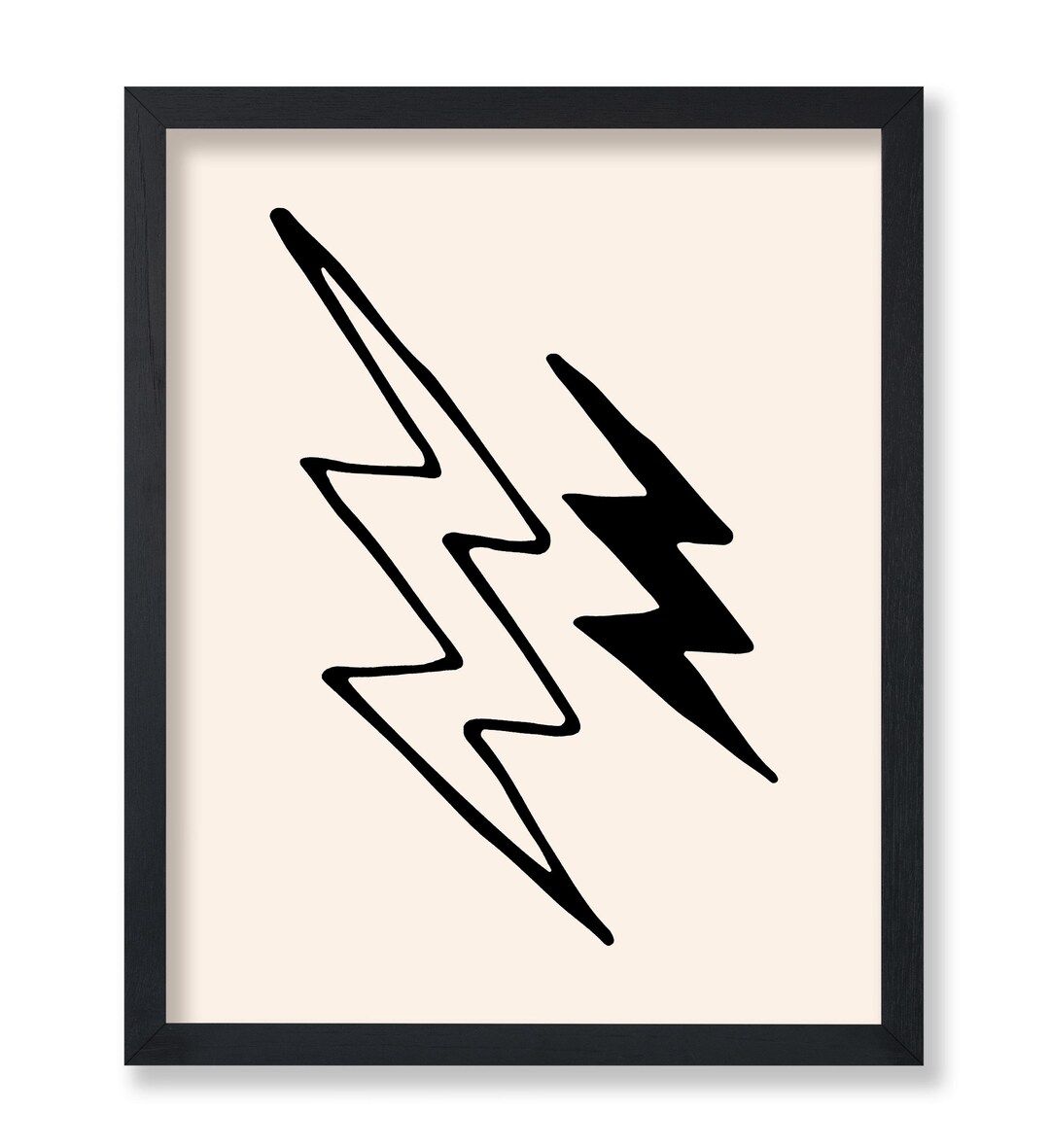 Lightning Bolt Poster - Doodle Print - Black , White Art - Illustration ...