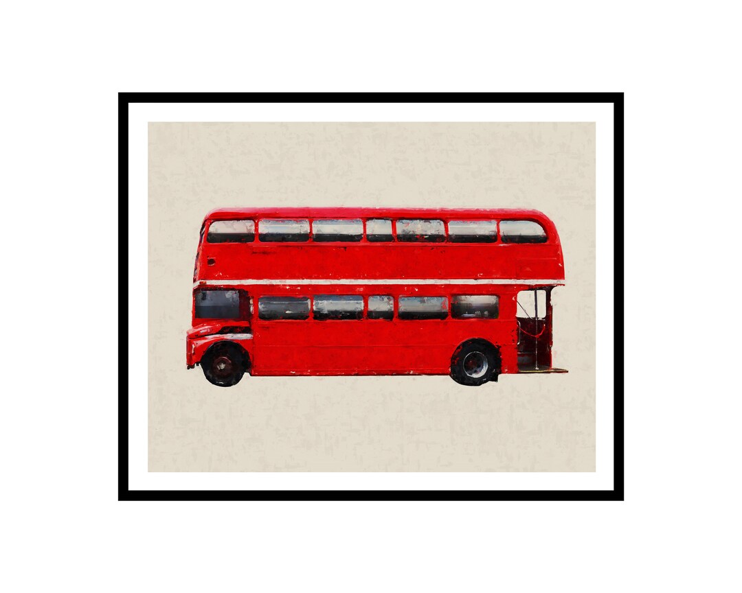Bus Poster London Bus Print Double Decker Bus Art Minimal Wall ...