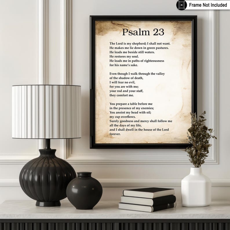 Psalm 23 Poster - Bible Verse Art - Scriptural Motivation - Religious ...