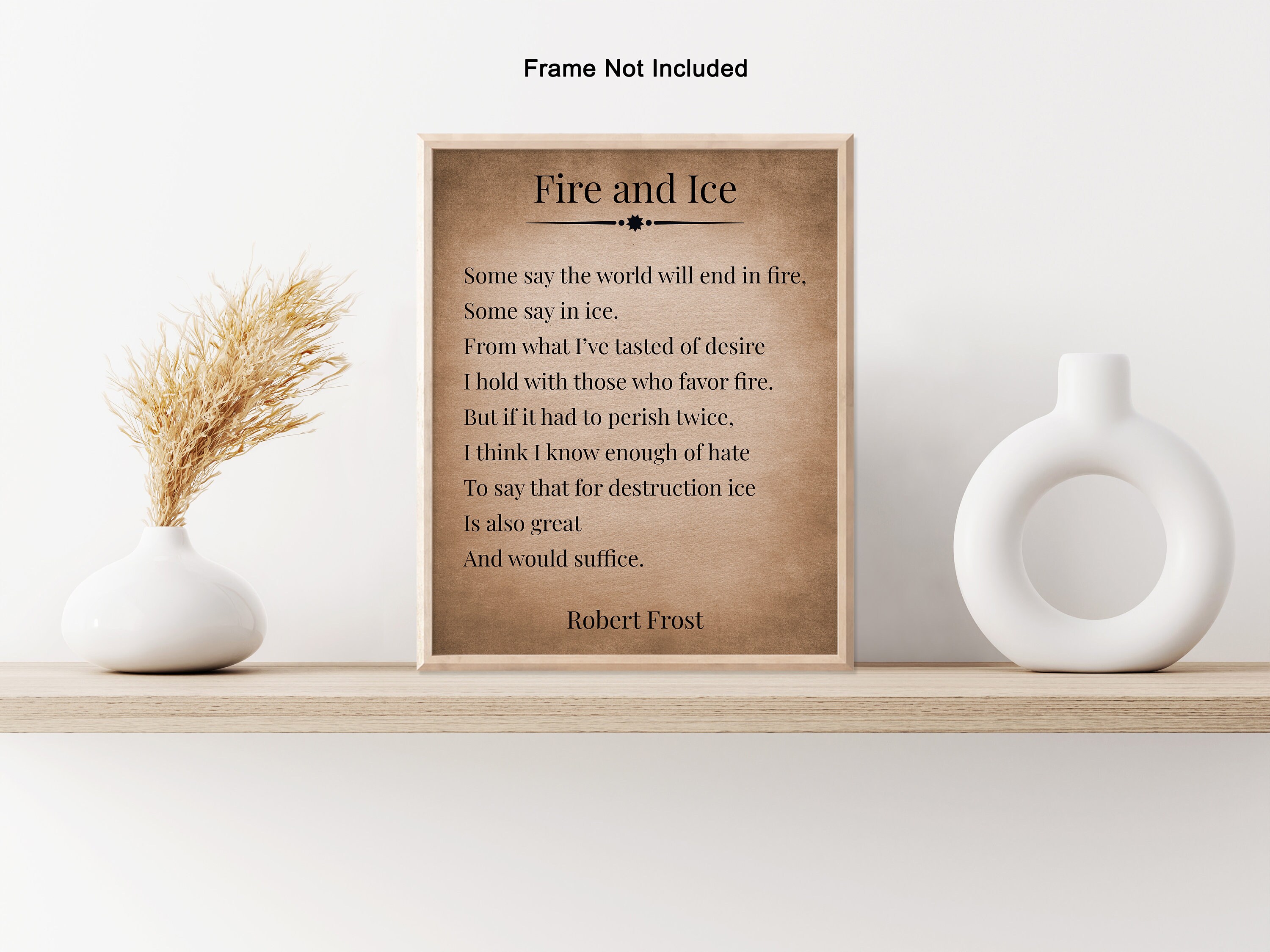 Robert Frost Poetry Poster Fire and Ice Motivational Print Literary ...
