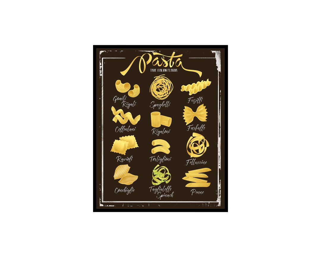 Vintage Pasta Poster Retro Pasta Guide Print - Etsy