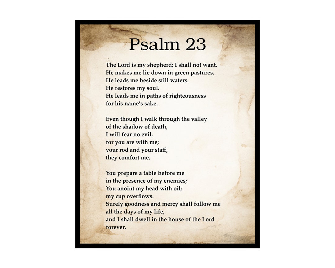 Psalm 23 Poster Bible Verse Art Scriptural Motivation Religious Gift ...
