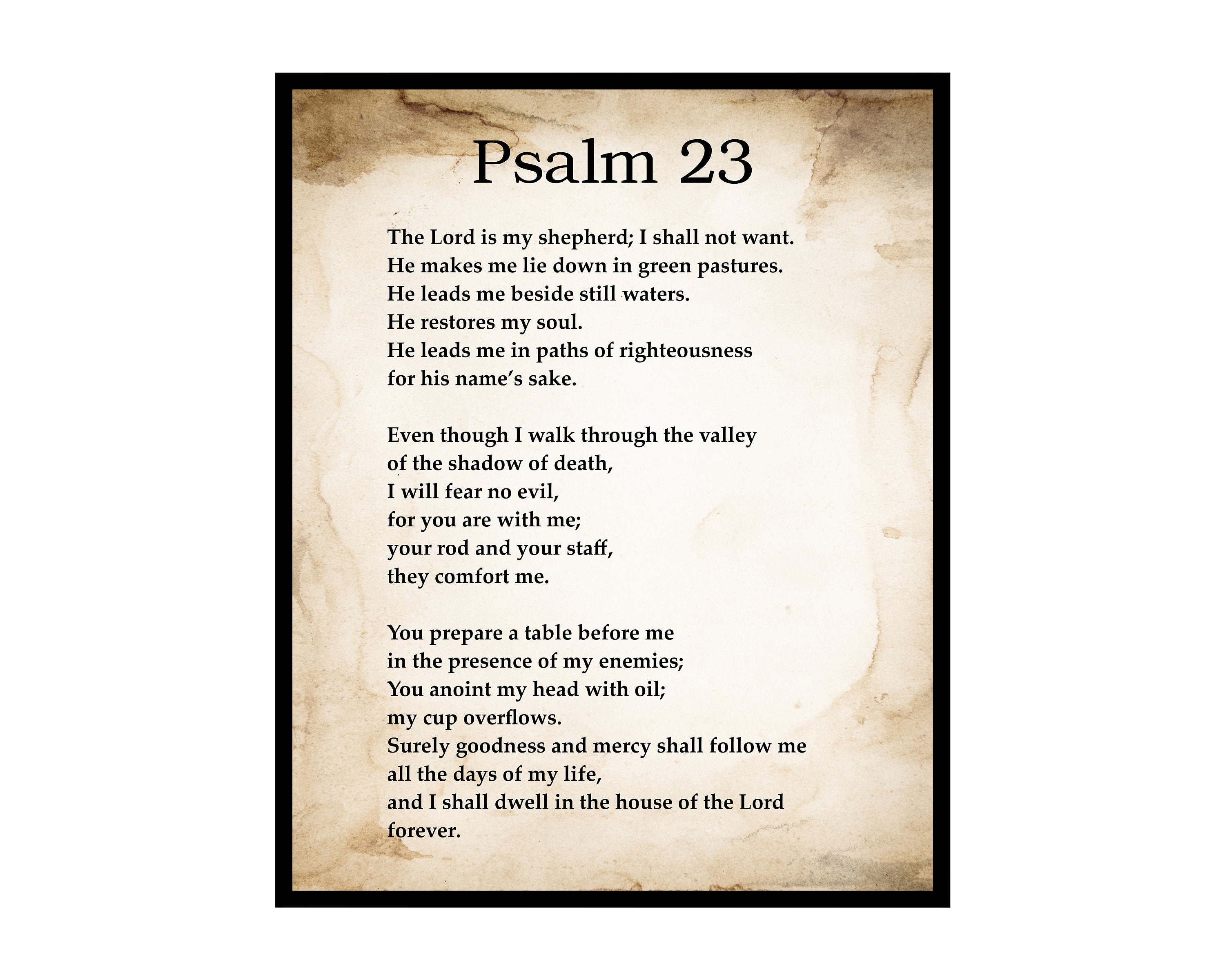 Psalm 23 Poster Bible Verse Art Scriptural Motivation Religious Gift ...