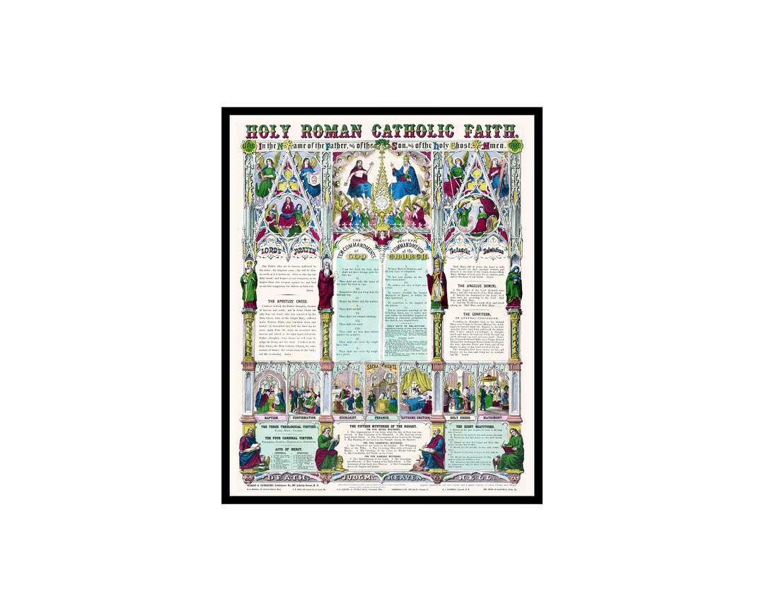 Roman Catholic Ten Commandments Poster Biblical Art Print Unframed ...