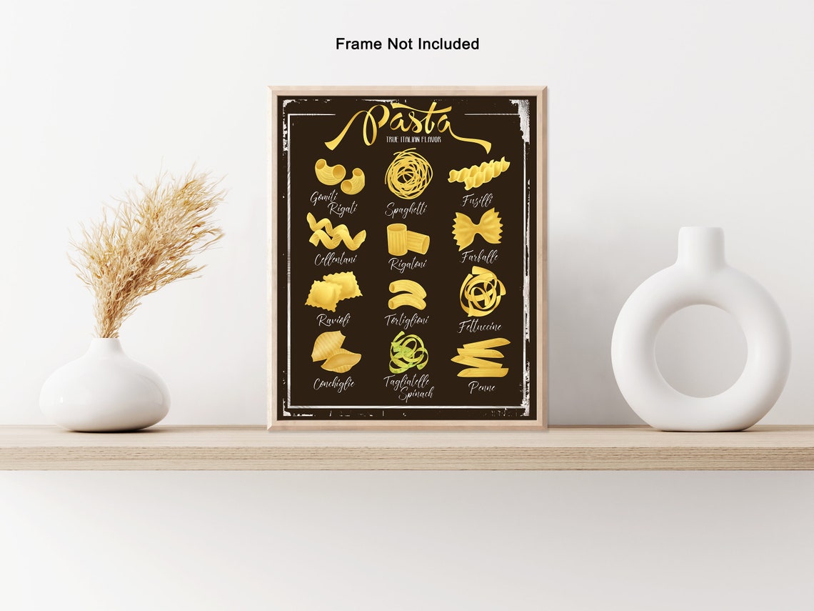 Vintage Pasta Poster Retro Pasta Guide Print - Etsy