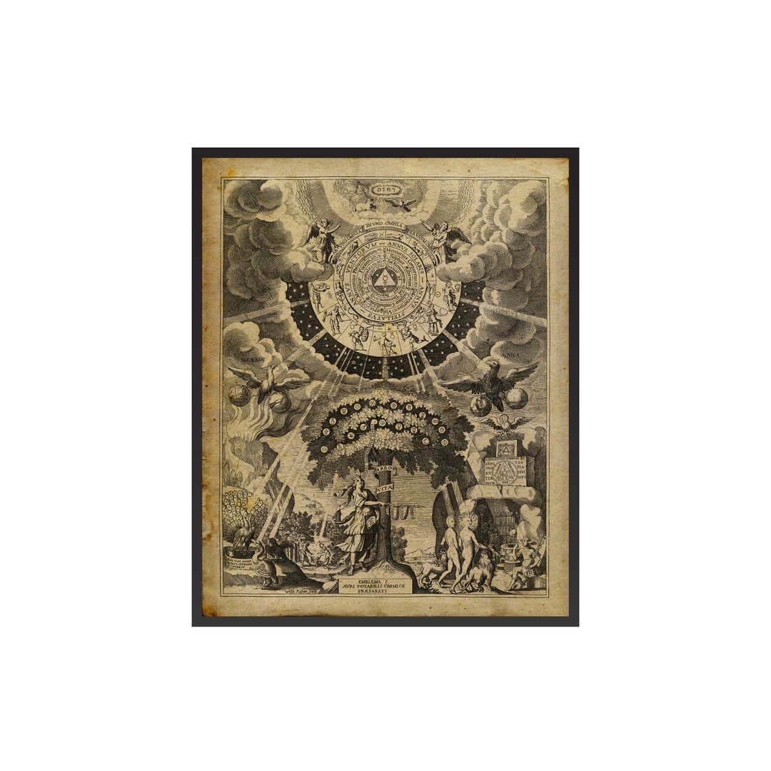 Vintage Alchemical Tree of Life Poster Retro Celestial Print Mythology ...