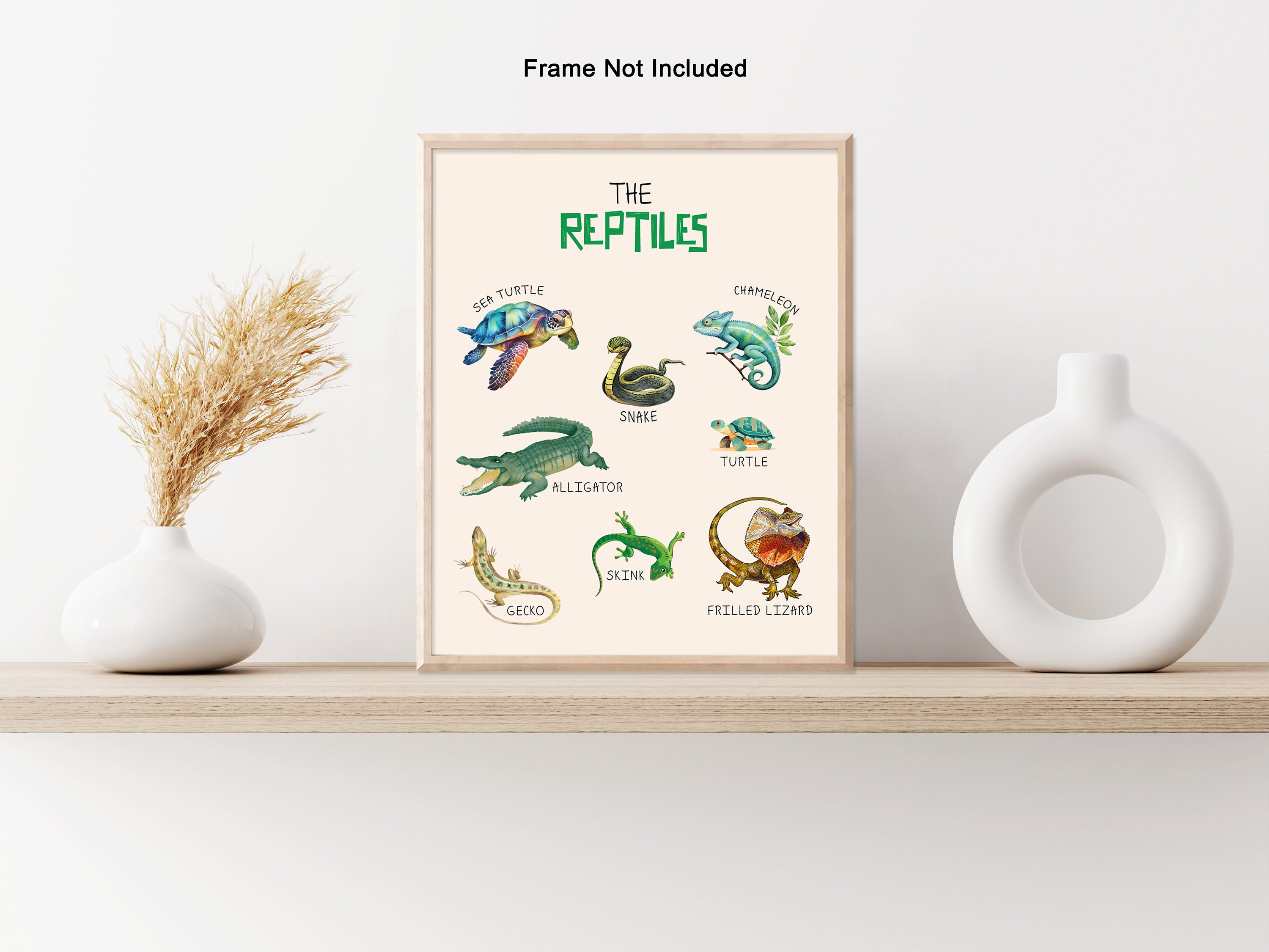The Reptiles Poster Learning Materials Print Animal Art Gift for ...