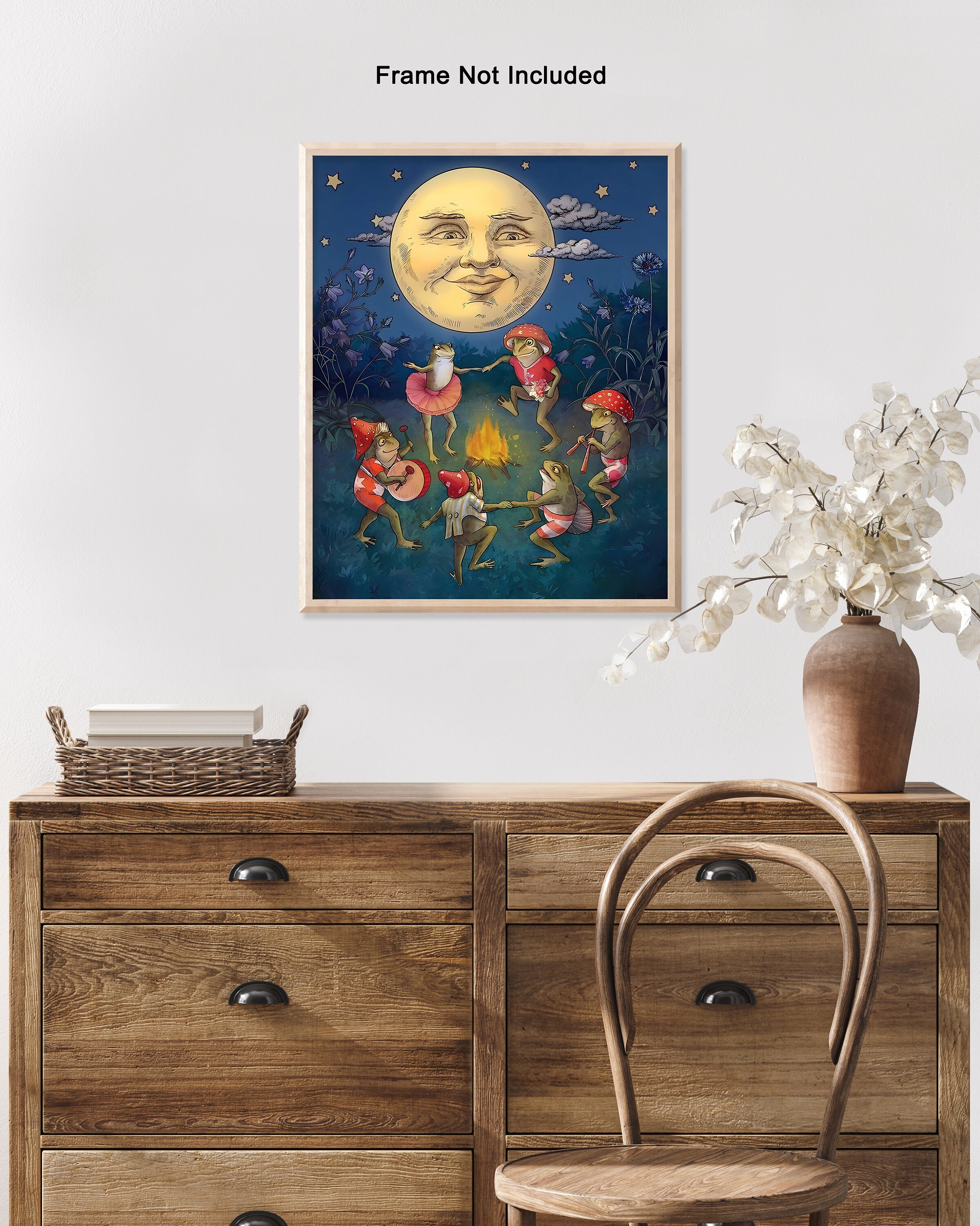 Vintage Dancing Frogs Poster Retro Moon Print Mushroom Art Gift for ...