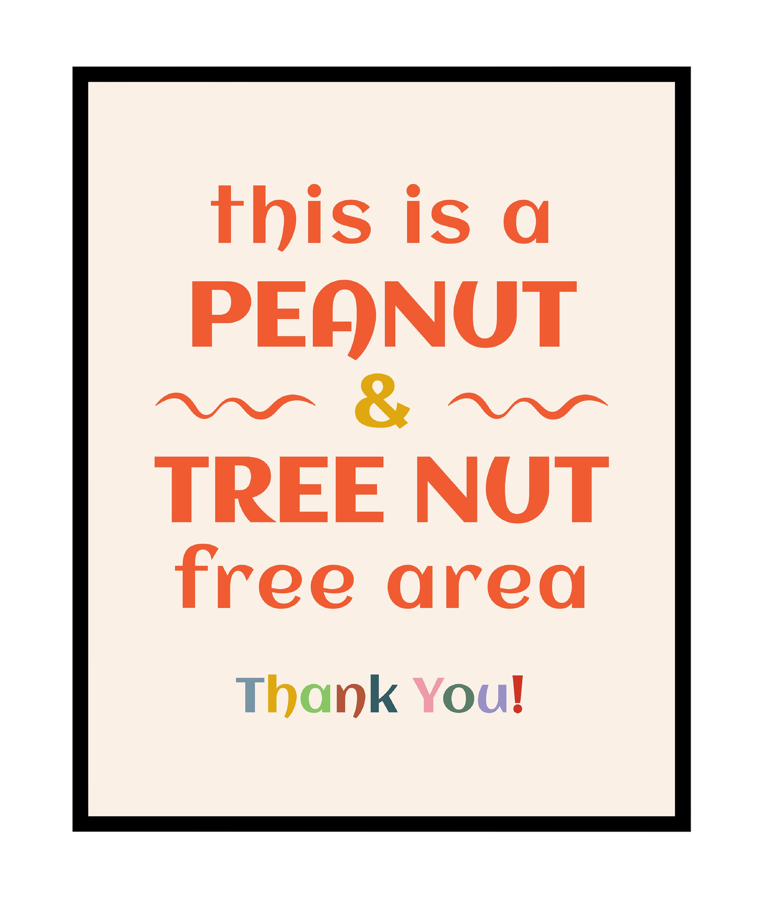 Peanut and Tree Nut Free Area Poster Food Allergy Awareness Print Gift ...