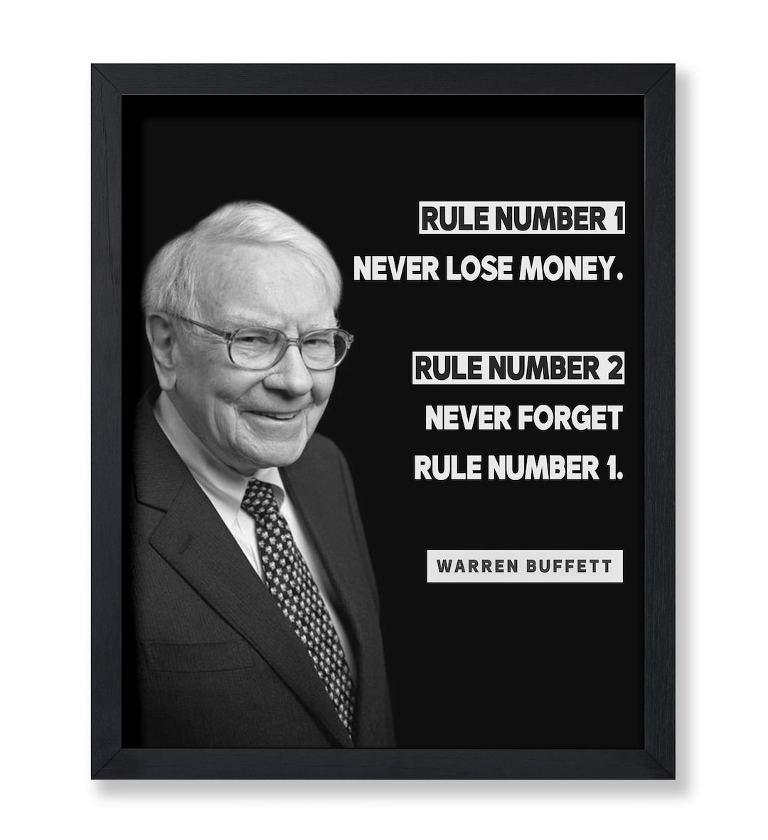 Never Lose Money Poster - Warren Buffett Print - Motivational Art ...