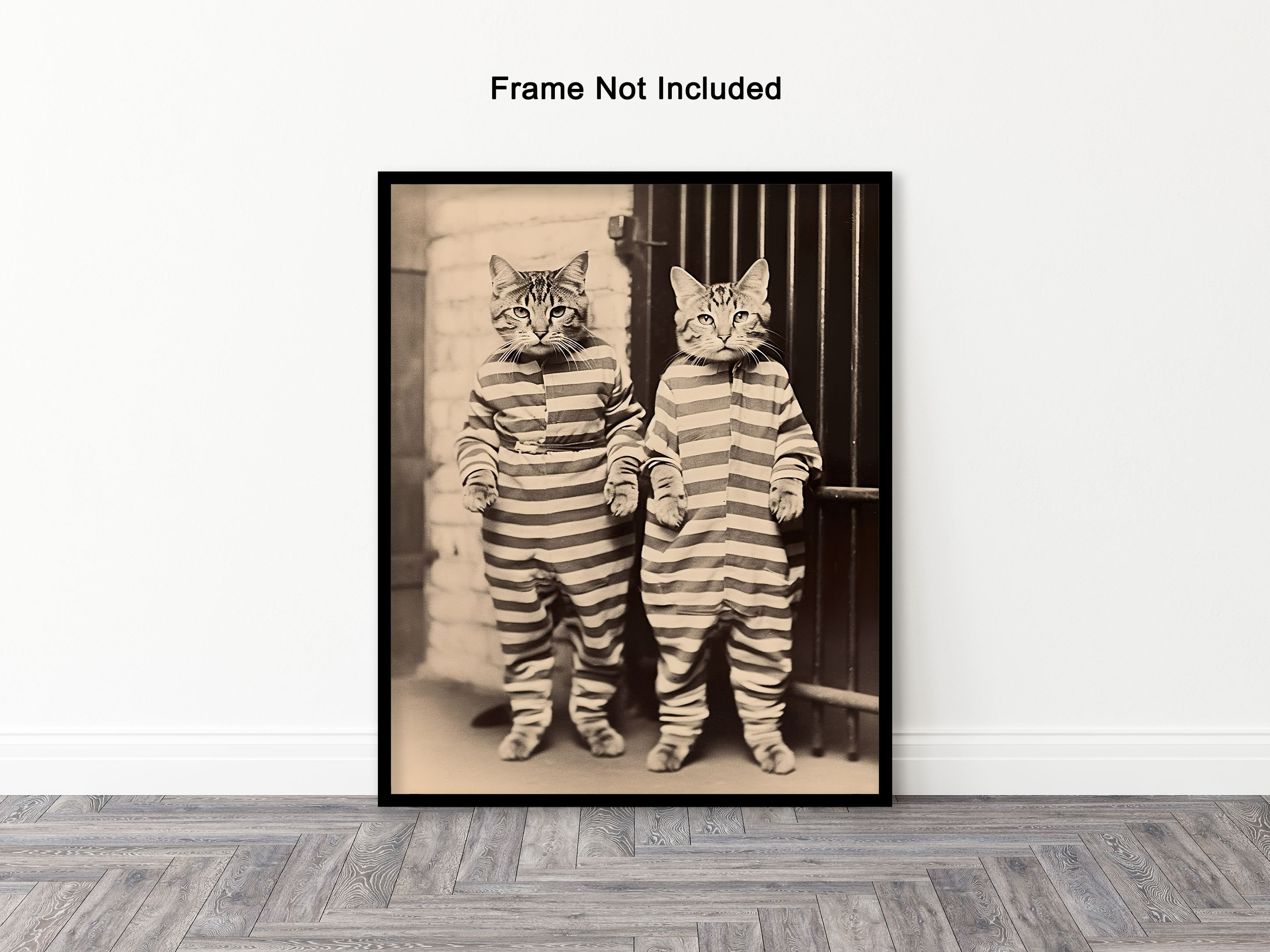 Cat Poster Cats in Jail Print Photograph Art Prison Striped Suit Art ...