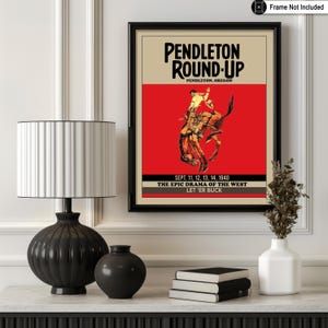Vintage Pendleton Rodeo Poster Retro Pendleton Round-up Print Oregon ...