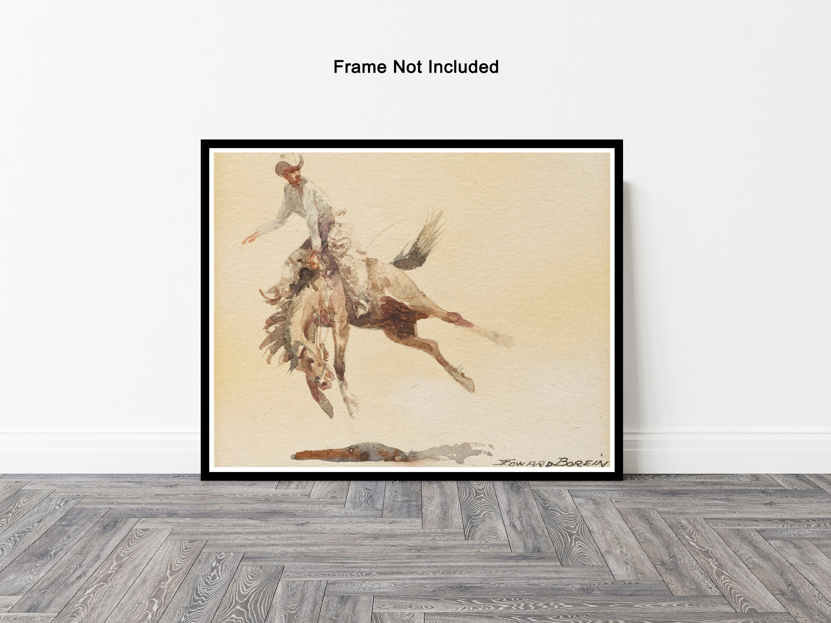 Vintage Cowboy Poster With Retro Western Rider Art Bucking Horse Print ...