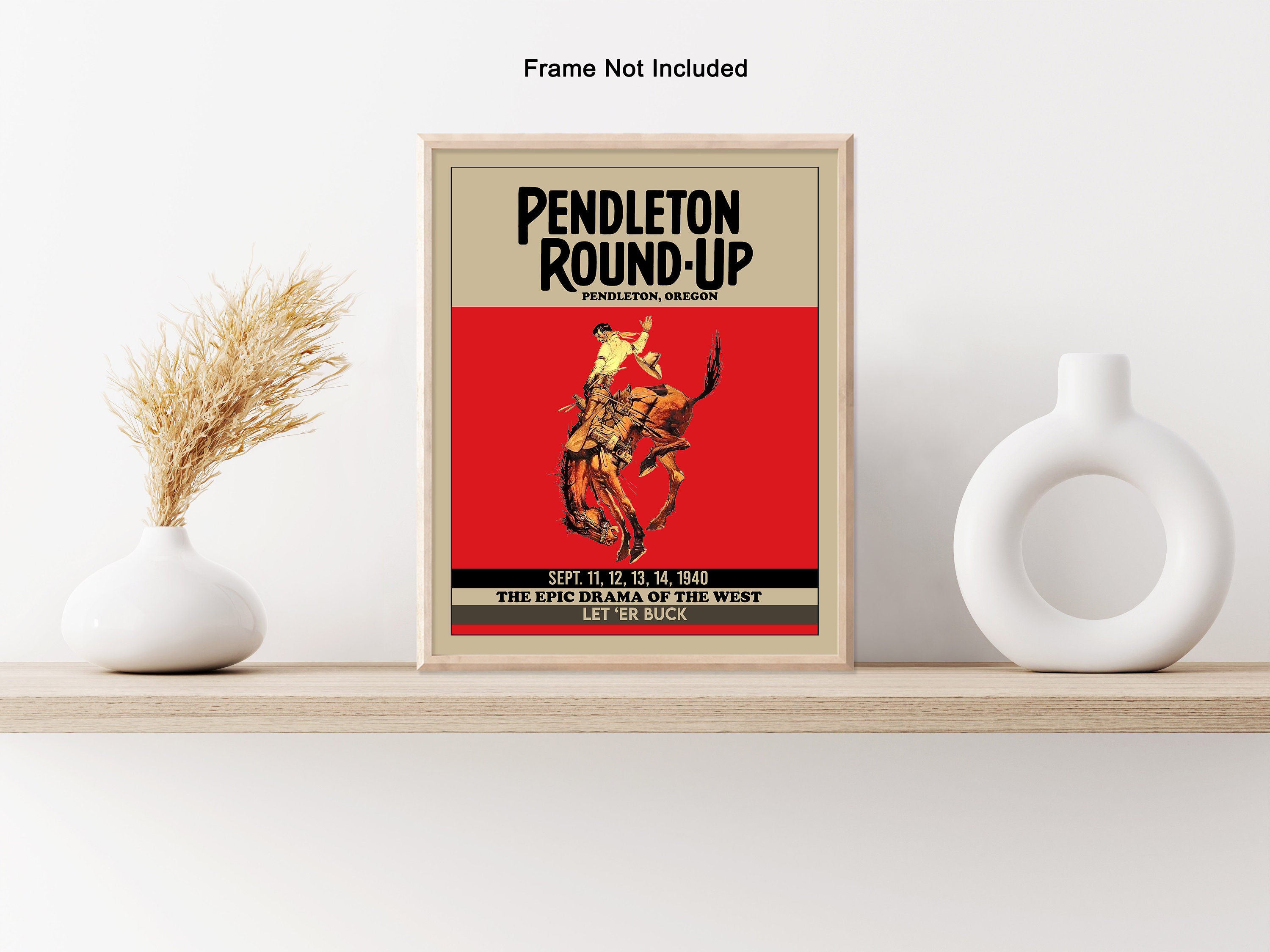Vintage Pendleton Rodeo Poster Retro Pendleton Round-up Print Oregon ...