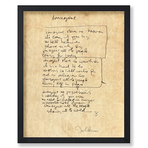 John Lennon Imagine Poster - Handwritten Music Art for Home or Music ...