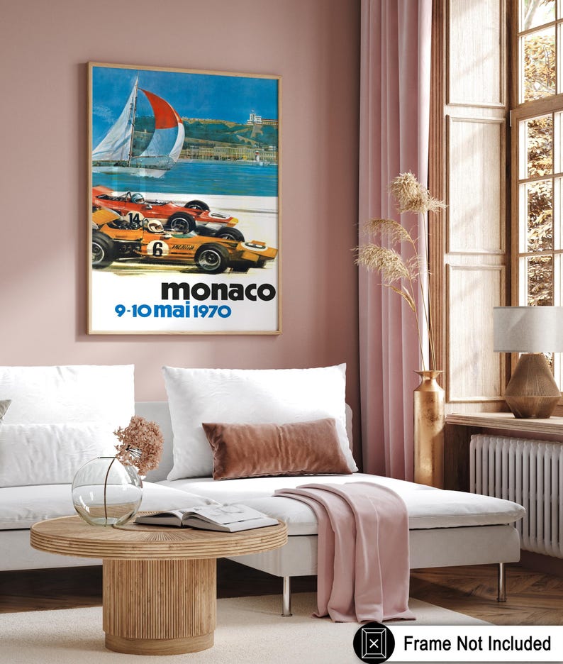 Vintage Monaco Car Racing Poster - Retro Monaco Print - Gift for Car ...