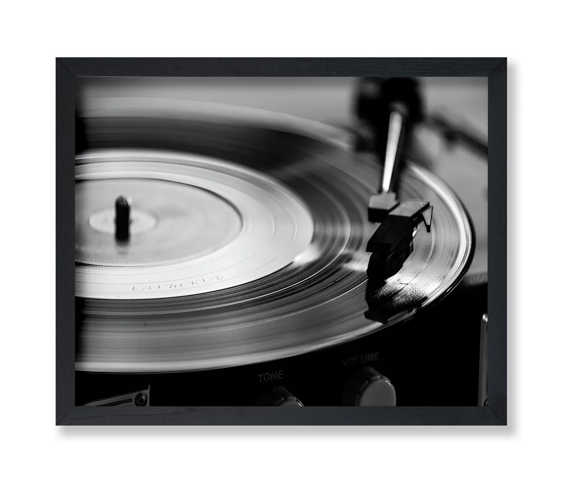 Vinyl Record Poster - Flat Disc Print - Photography Art - Black & White ...